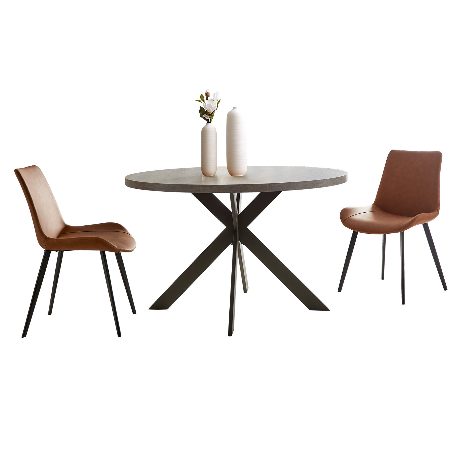 George Oliver Gitty 45.67'' Round Dining Table Set, Steel Legs, For Leisure Coffee, Save Space ...