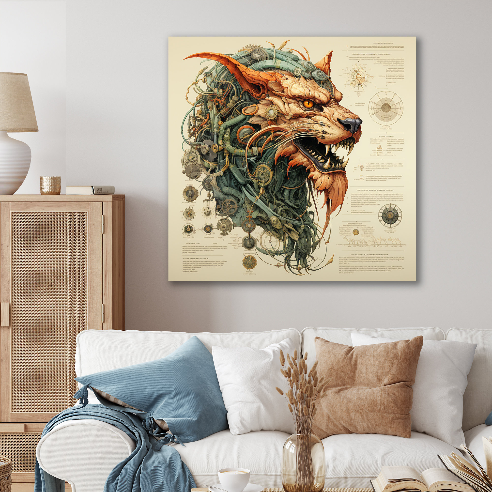 Design Art Mythical Creature Diagrammatic Drawing - Monsters Canvas ...