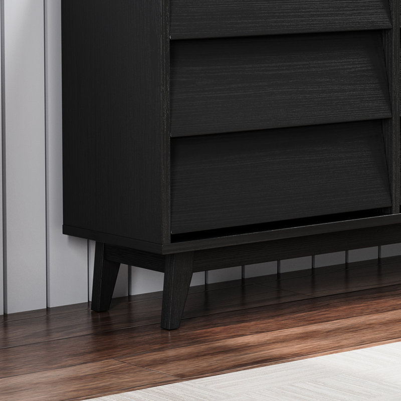 George Oliver Vintage Bevel Design Wood Double Dresser With 6 Drawers ...