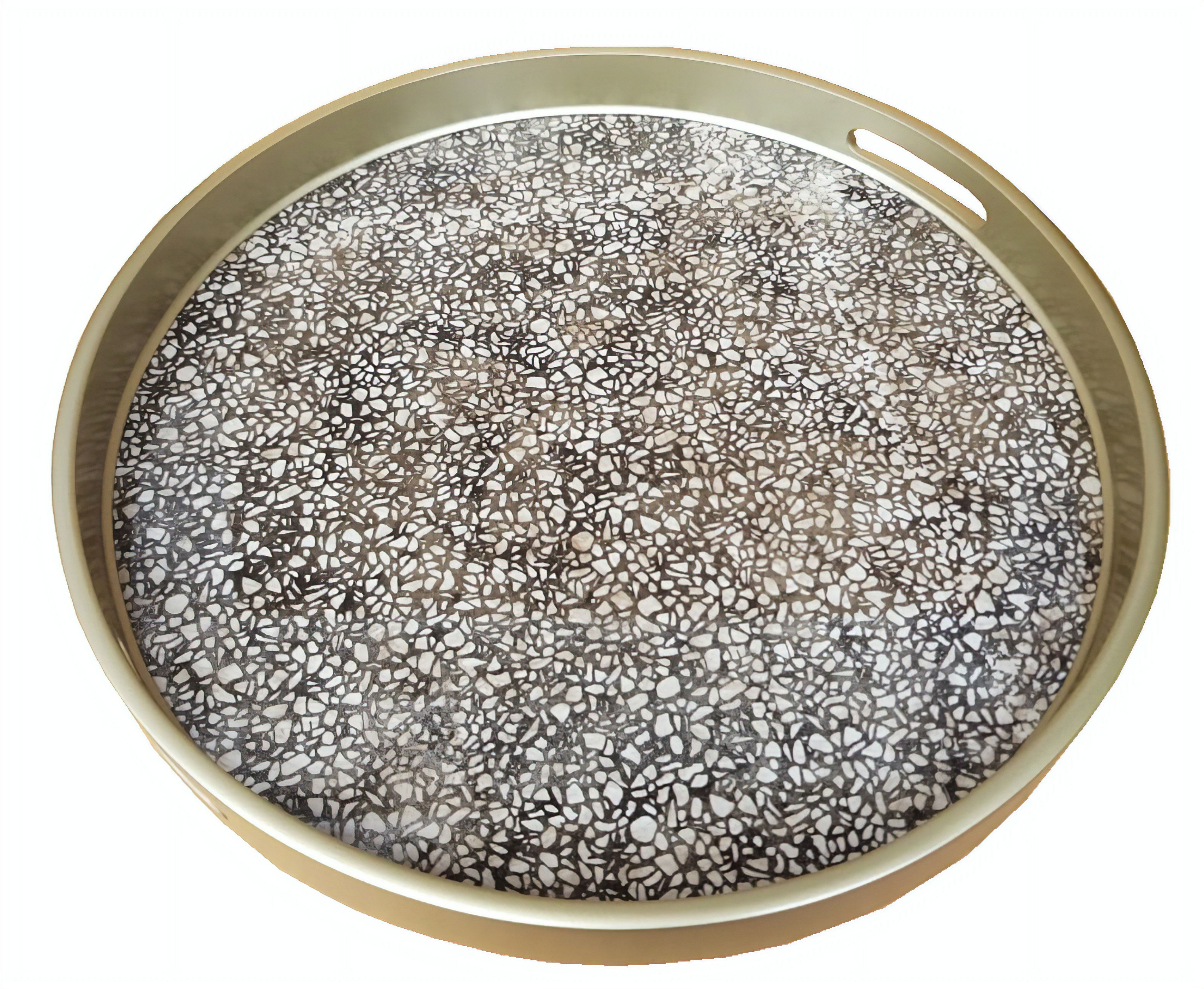 Dakota Fields Handmade Reverse Painted Mirror Round Tray in Terrazzo ...