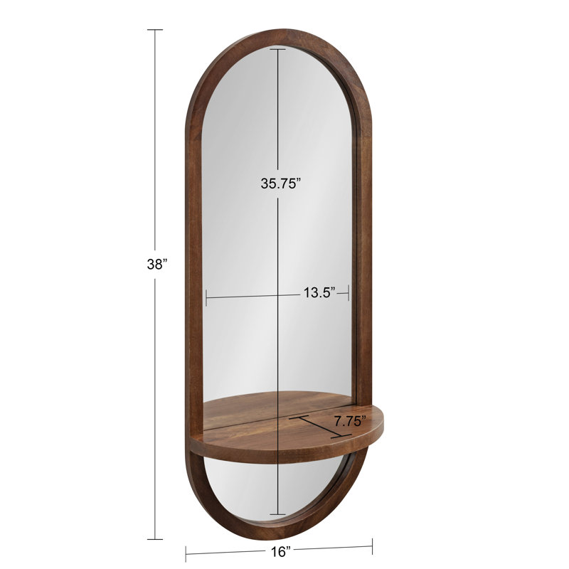 Birch Lane™ Meliora Wood Framed Capsule Mirror with Shelf & Reviews ...