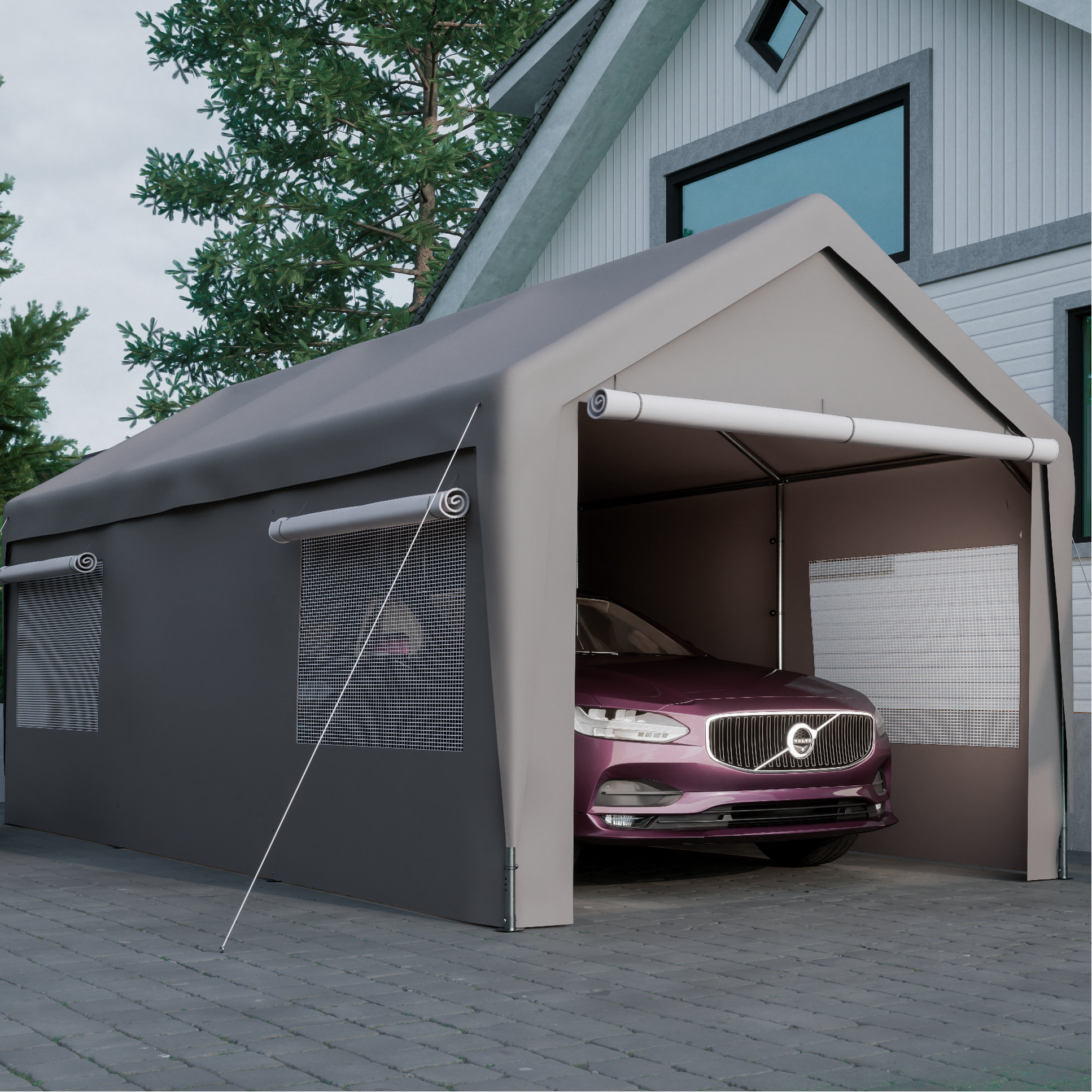 SuedeSerenade 10X20 Ft Heavy Duty Carport Garage - , Corrosion ...