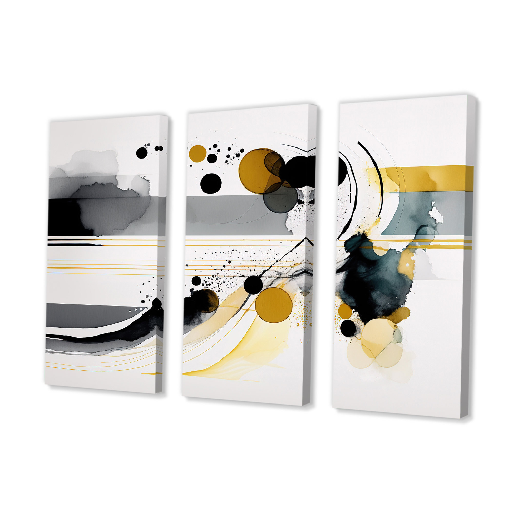 Design Art Abstract Transitional Shapes I - 3 Piece Print on Canvas ...
