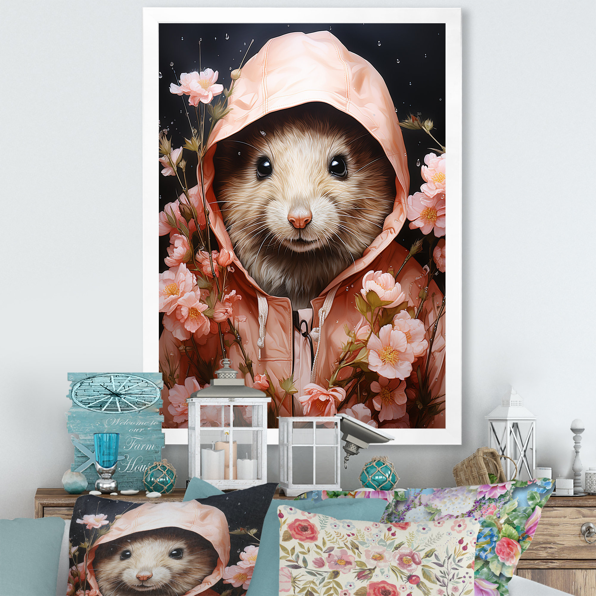 Trinx Rococo Cute Mouse Elegance In Pink Dress II - Rodent Wall Art ...