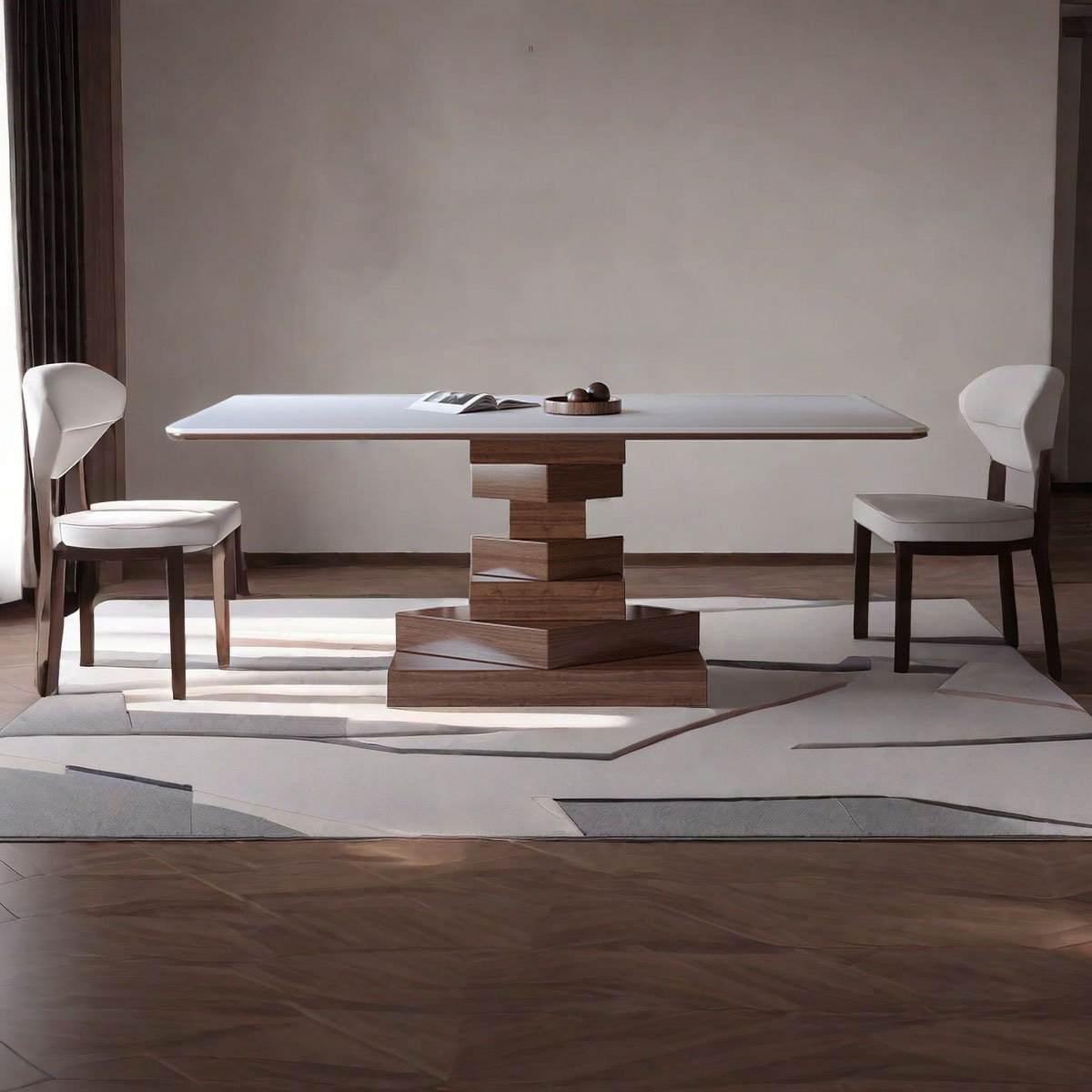 LJIA home Mid-Century Rectangular Wood Rock Table | Wayfair