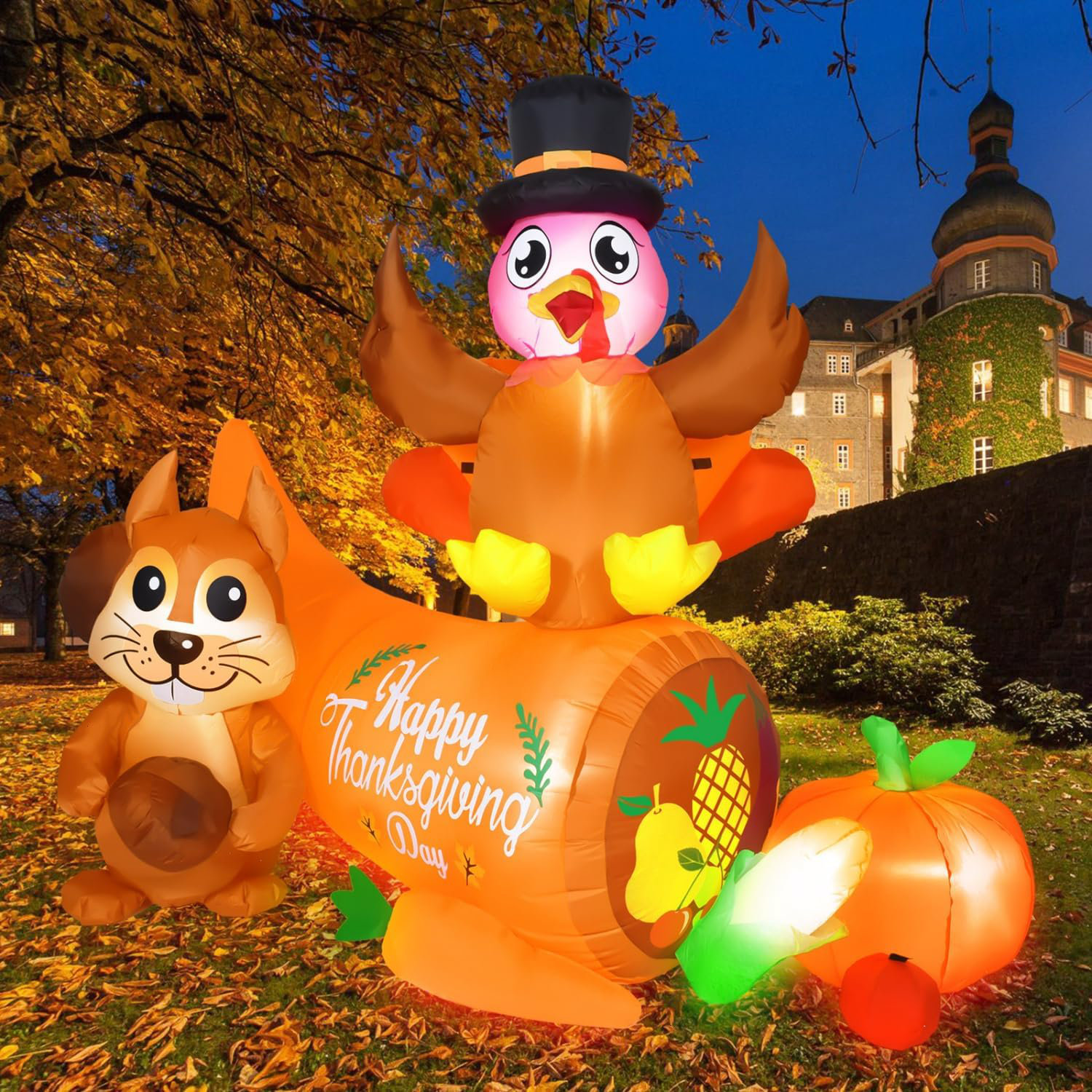 The Holiday Aisle® 6FT Thanksgiving Inflatable Turkey On Cornucopia ...