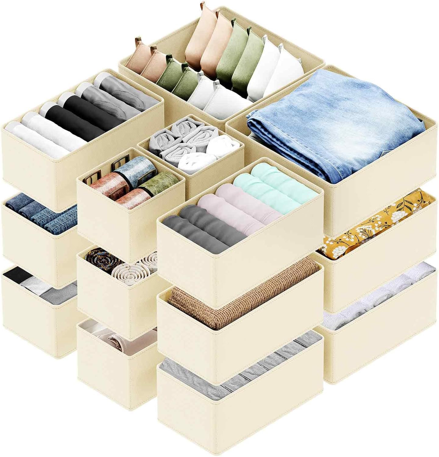 SpaceAid Drawer Organizer Clothes – 18-Pack Dresser Organizer Bins for Nursery & Closet, Storage ...