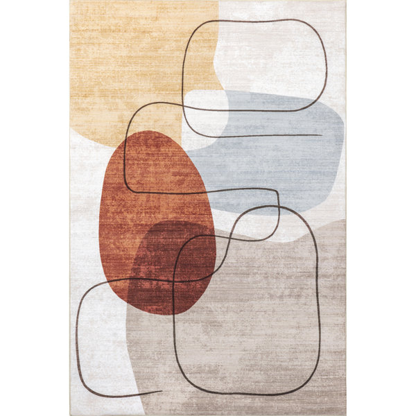 Orren Ellis Suvi Abstract Indoor/Outdoor Machine Washable Area Rug ...