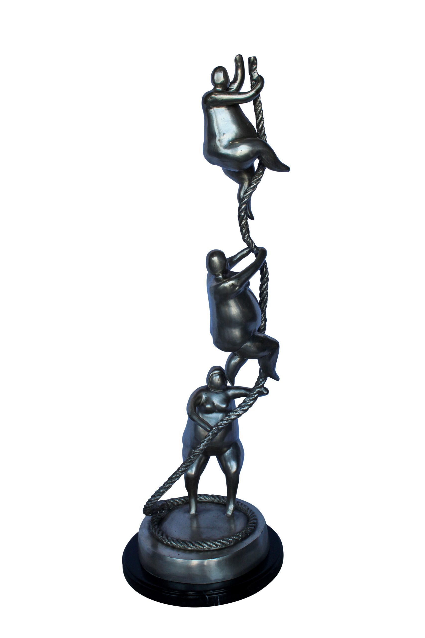 NIFAO Three Voluptuous Women Climbing a Rope Statue, Silver Finish 12 ...