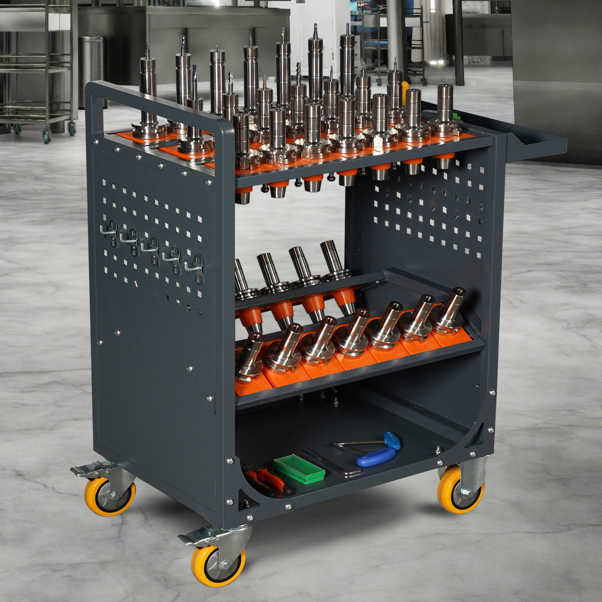 WFX Utility™ Mobile CNC Tool Storage Cart with Wheels & 40 Compartments ...