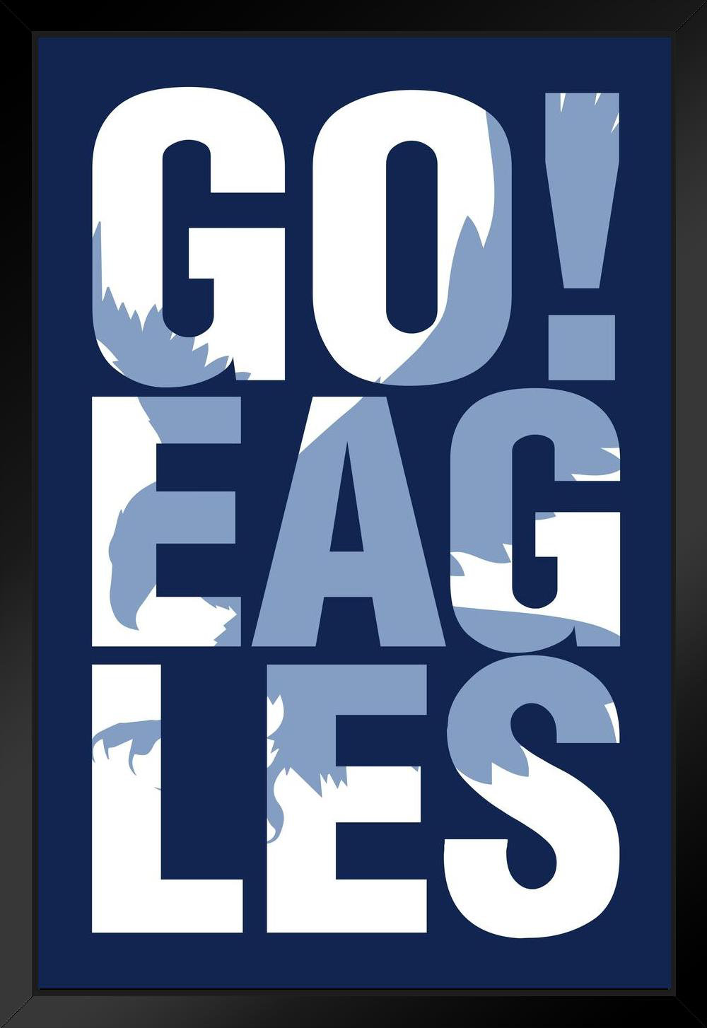 Trinx Mascots Go Eagles Blue Black Wood Framed Art Poster 14X20 | Wayfair