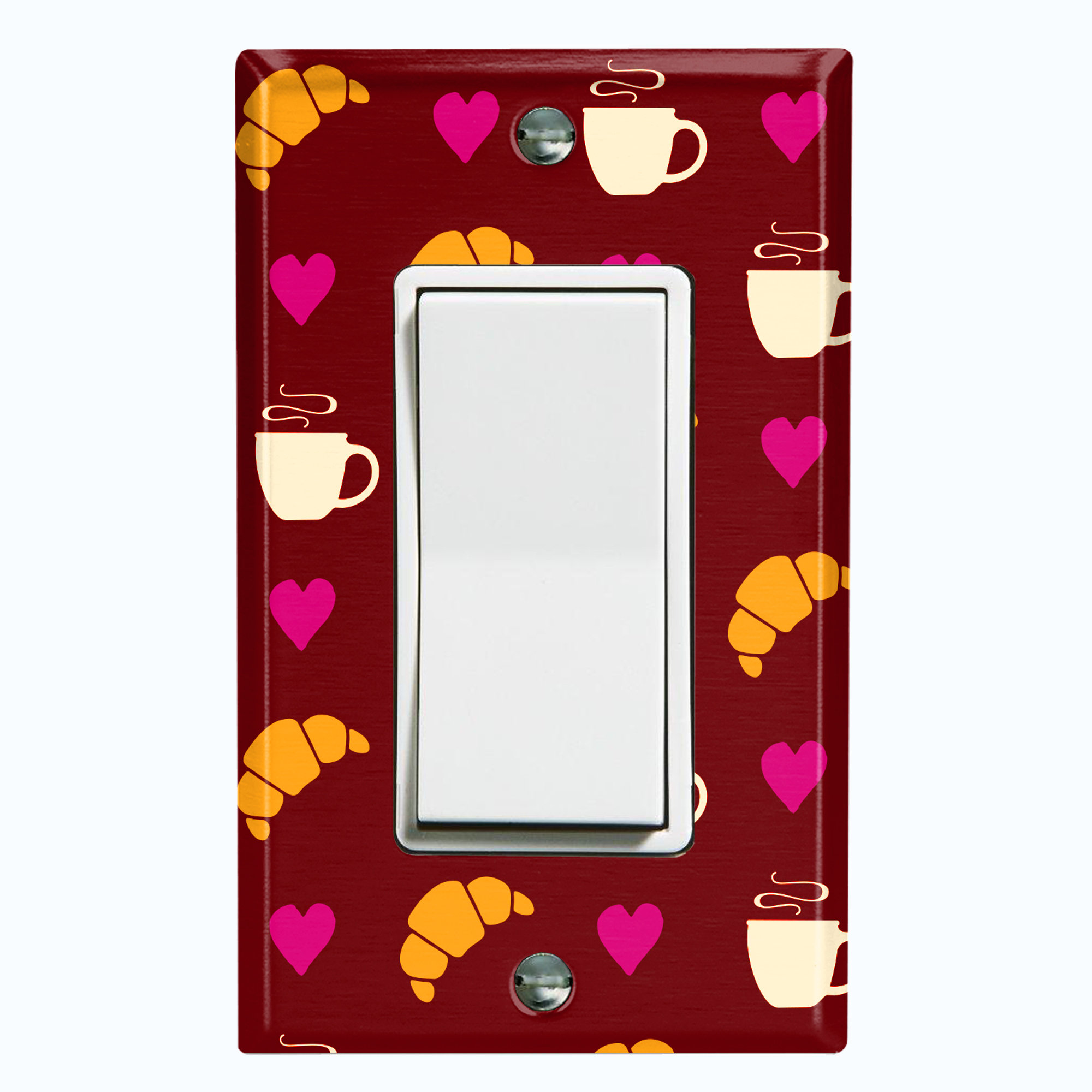 WorldAcc Metal Light Switch Plate Outlet Cover (Coffee Cups Croissant ...