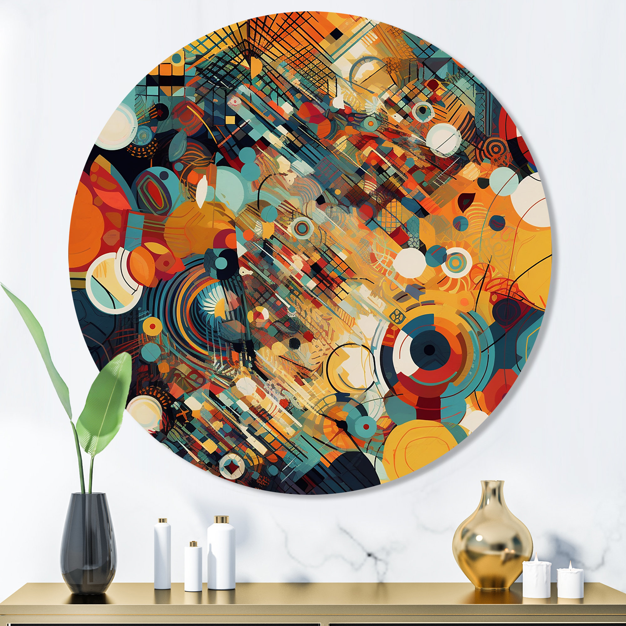 Ivy Bronx Jojuan Orange Retro Vibe Background III - Abstract Geometric ...