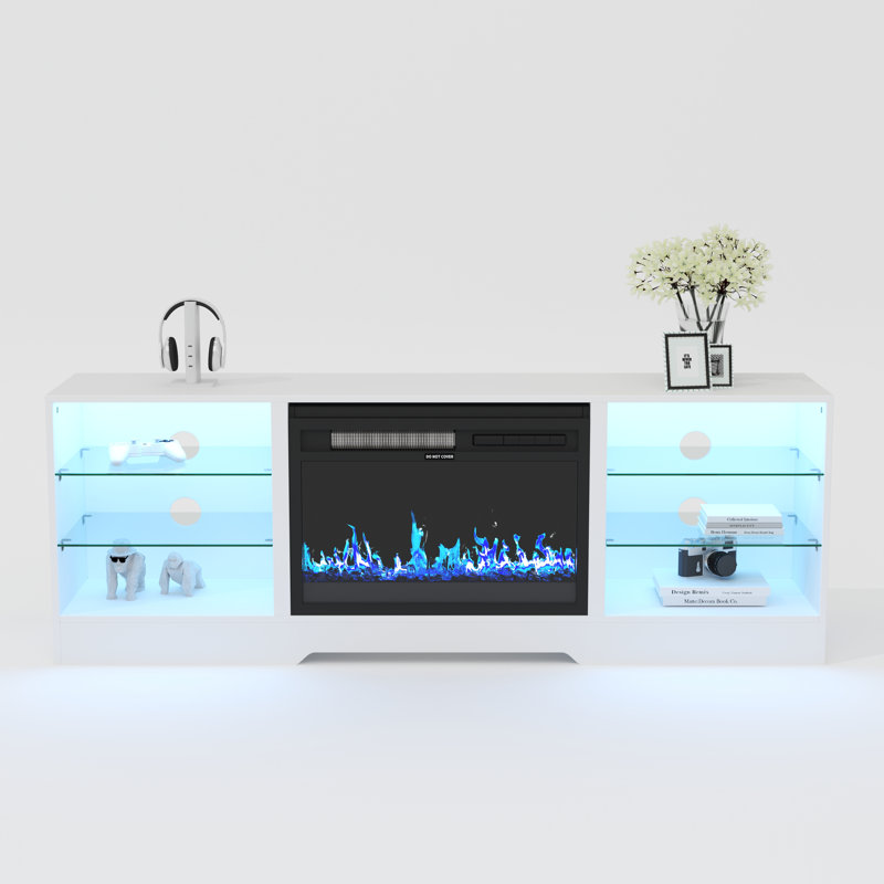 Wrought Studio™ Ryter 63'' W Storage Credenza with Electric Fireplace ...