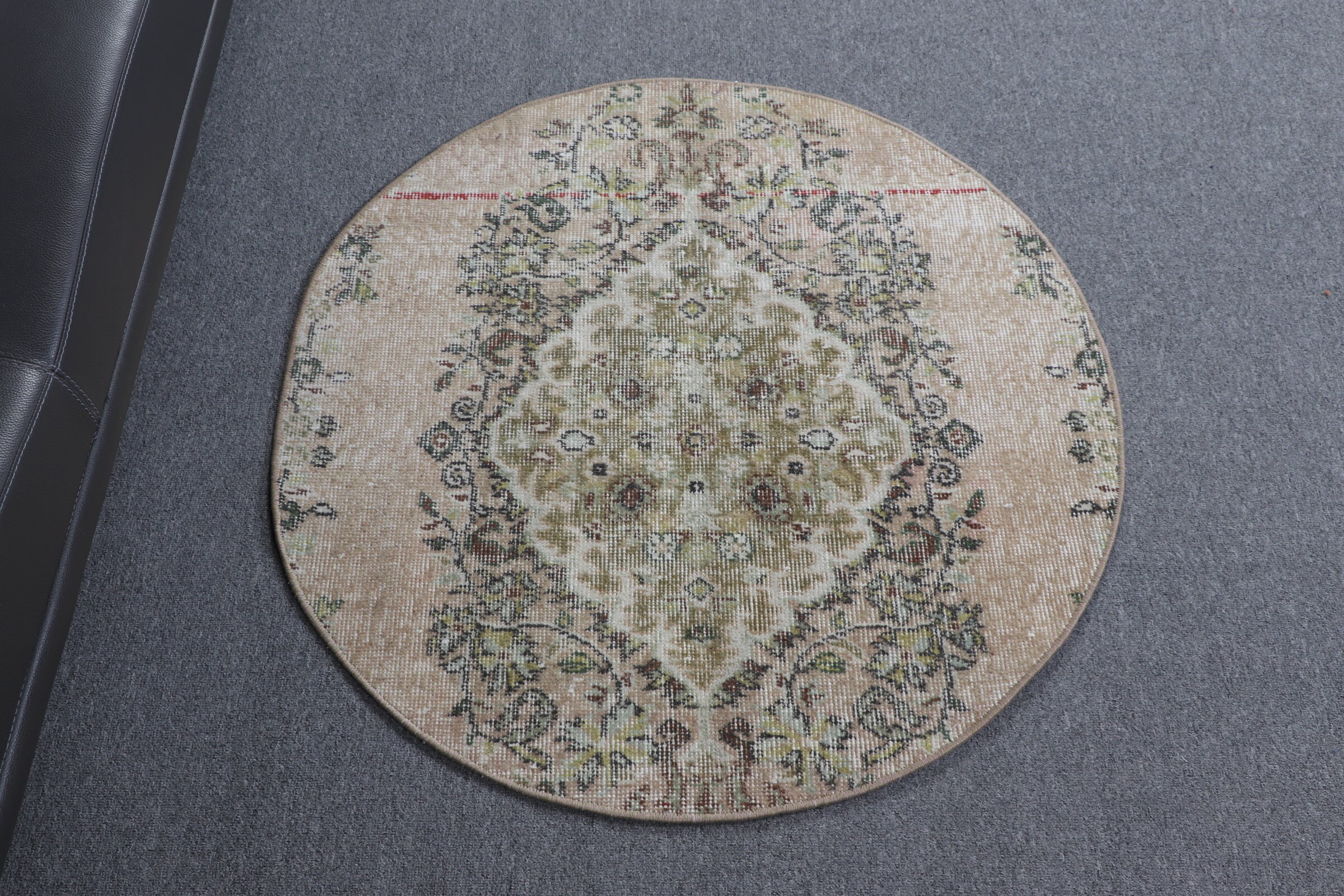 Bungalow Rose Small Round Turkish Rug in Beige for Bathroom Use with ...