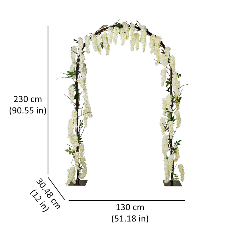 Hi-Line Gift Ltd. 90.55" Wisteria LED Lighted Arbor Wedding Arch | Wayfair