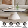 EUQEZEOM™ Modern Round Coffee Table 29.92 Inch, Cream White Stone Glass ...