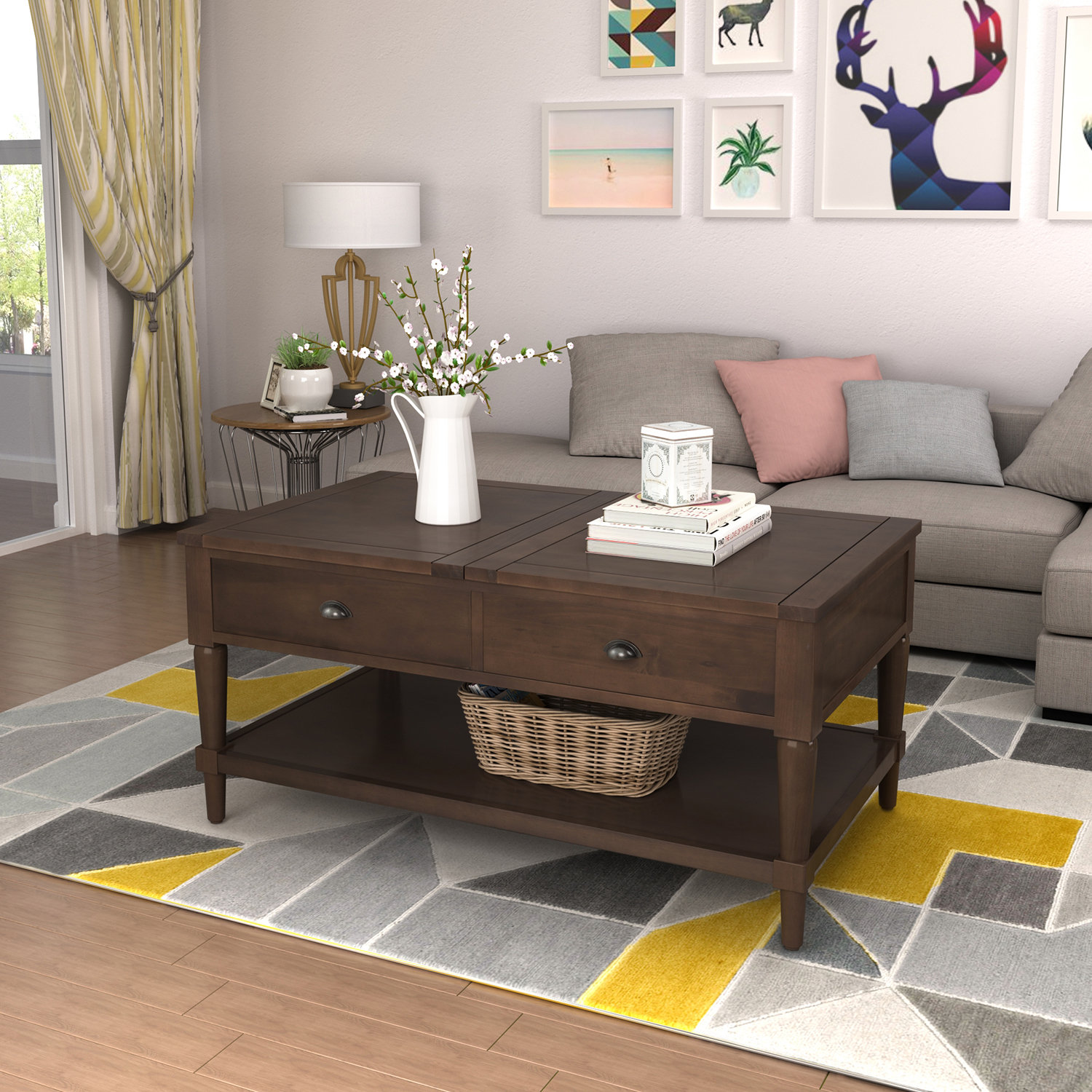 August Grove® Coffee Table Lift Top Wood Home Living Room , With 1 ...