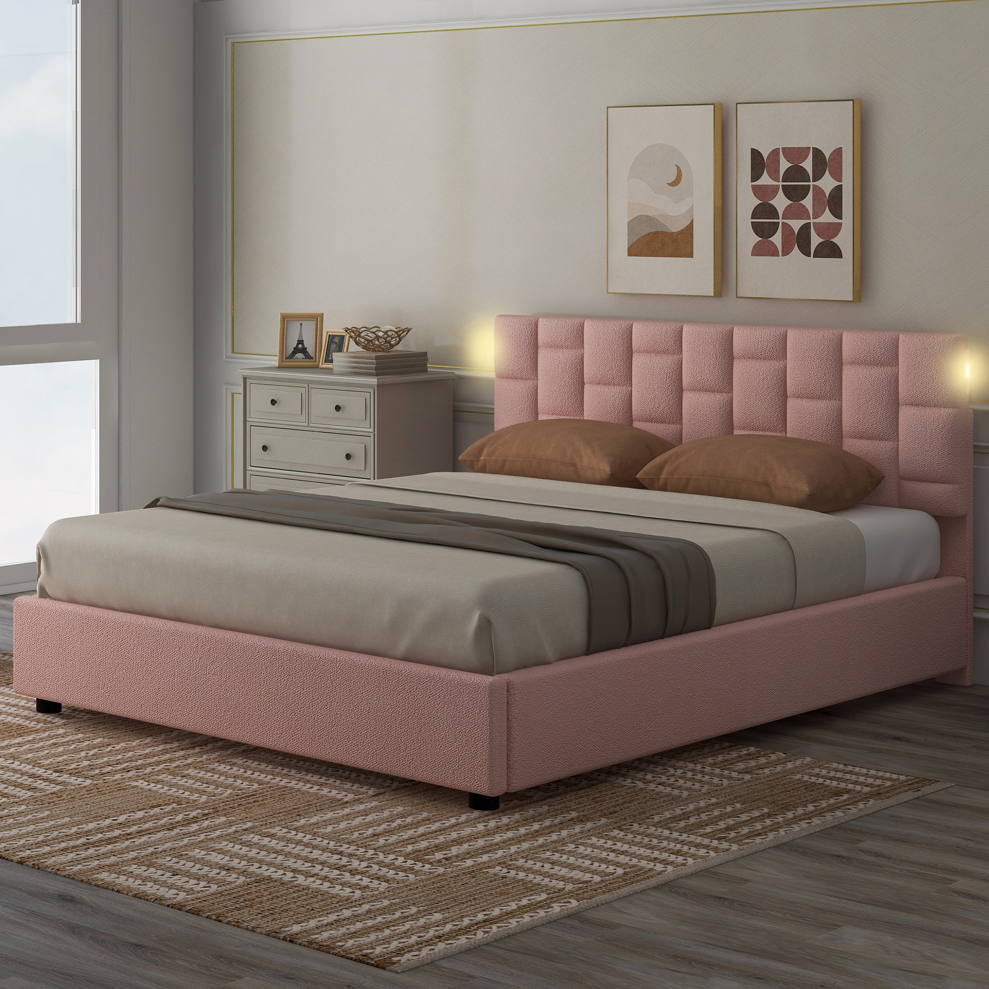 Latitude Run® Queen Size Upholstered Platform Bed | Wayfair