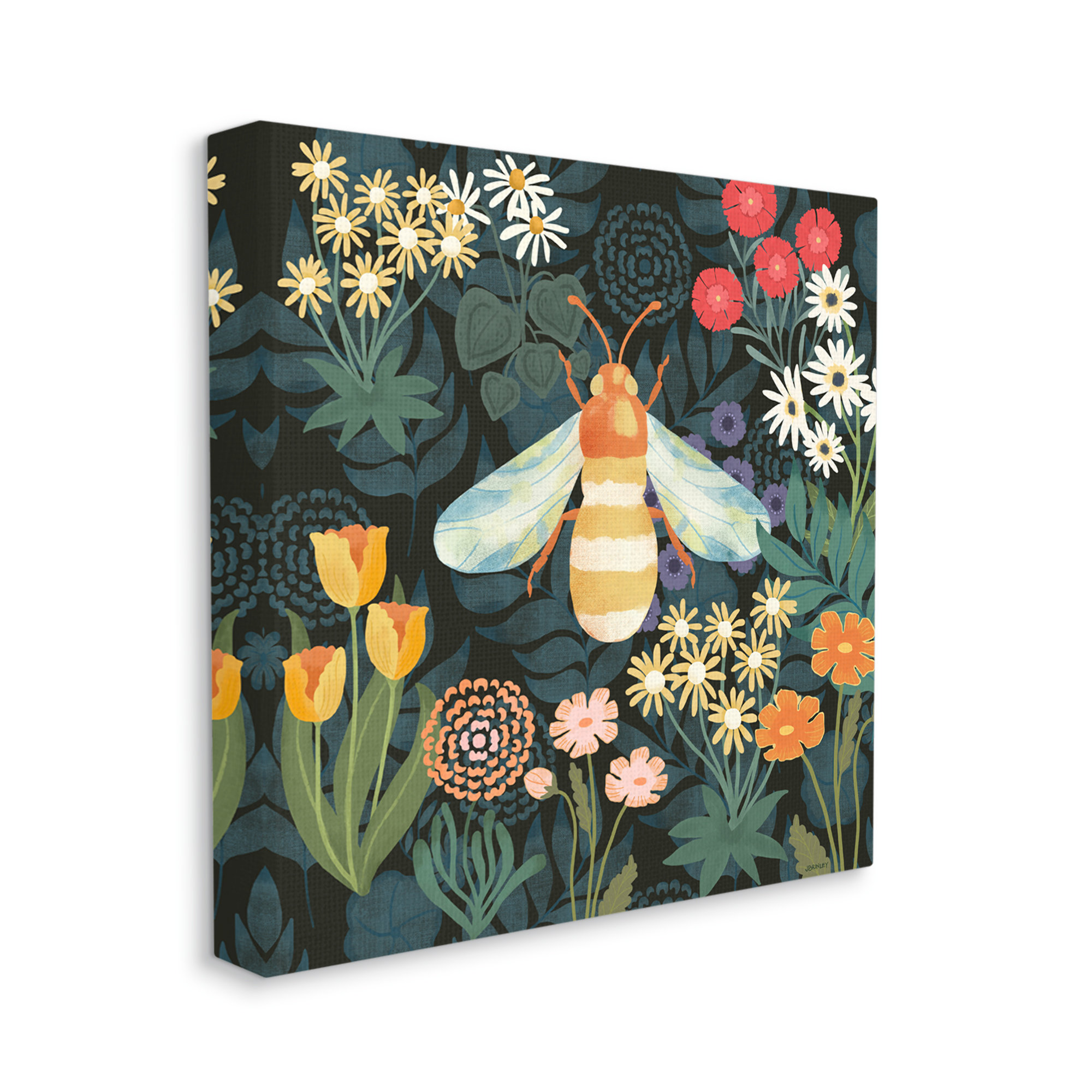 August Grove® Bumble Bee Garden Pattern Canvas Wall Art by Jennifer ...