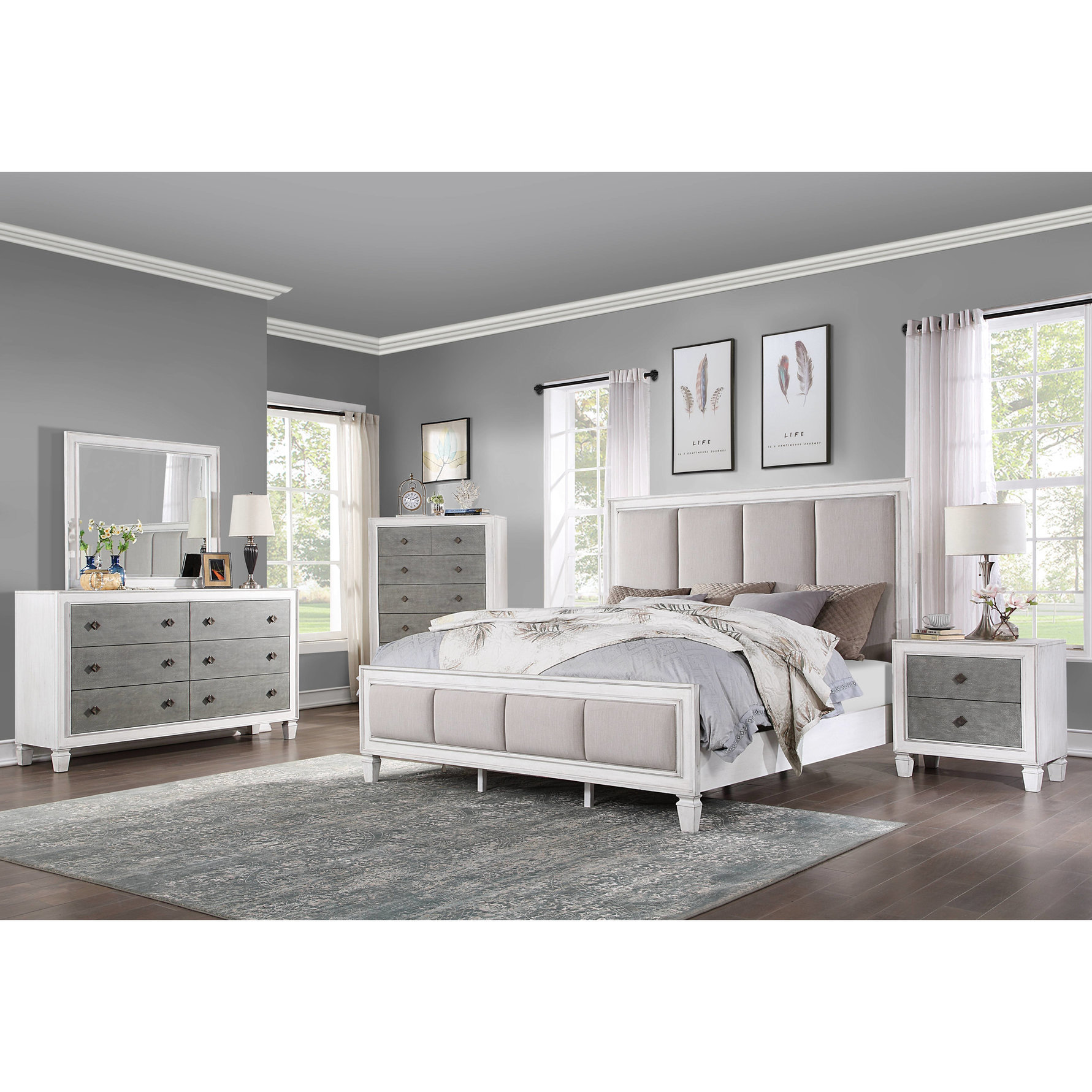 Everly Quinn Unquestionably Obvious E. Bed In Grey Linen And Weathered ...