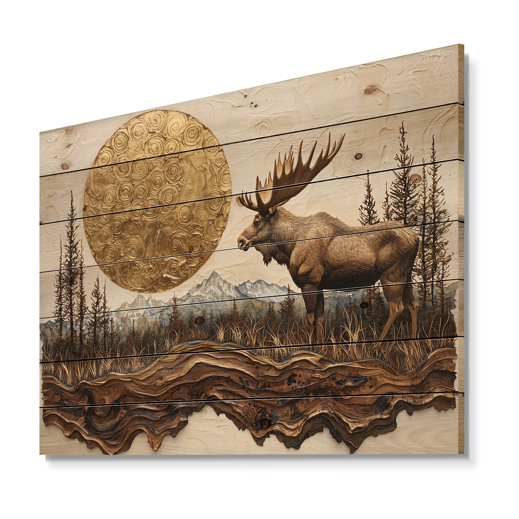 Ophelia & Co. Golden Moose In The Winter Landscape II - Moose Wood ...