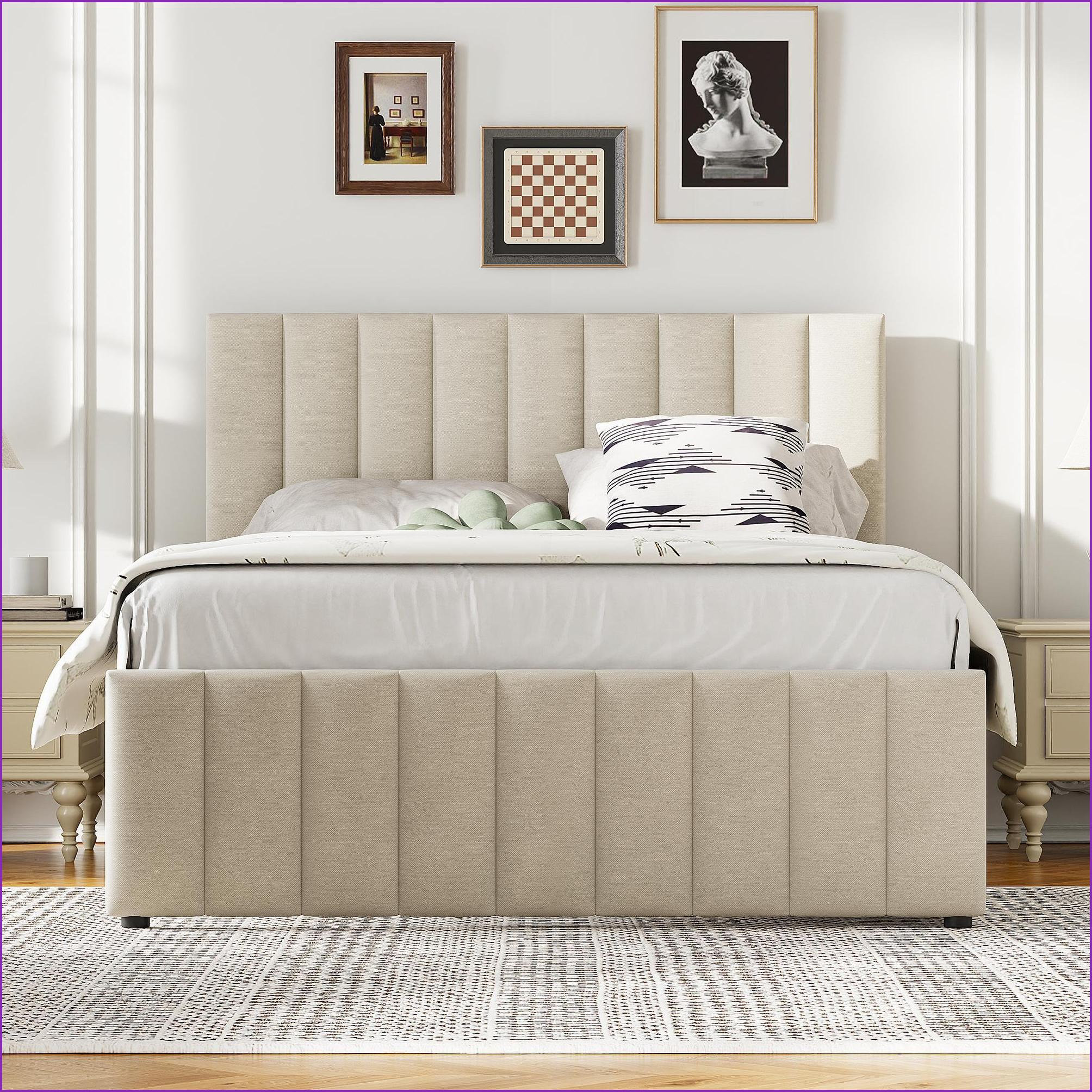 Latitude Run® Hockensmith Size Linen Upholstered Platform Bed Frame ...