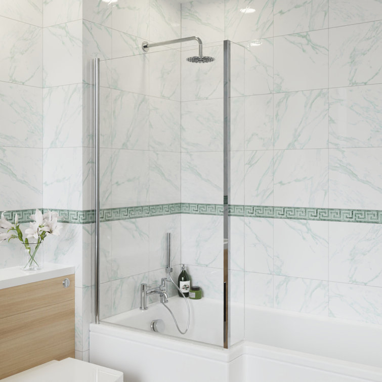 Belfry Bathroom Peringer 1400mm H Pivot Semi-Frameless Bath Screen with ...