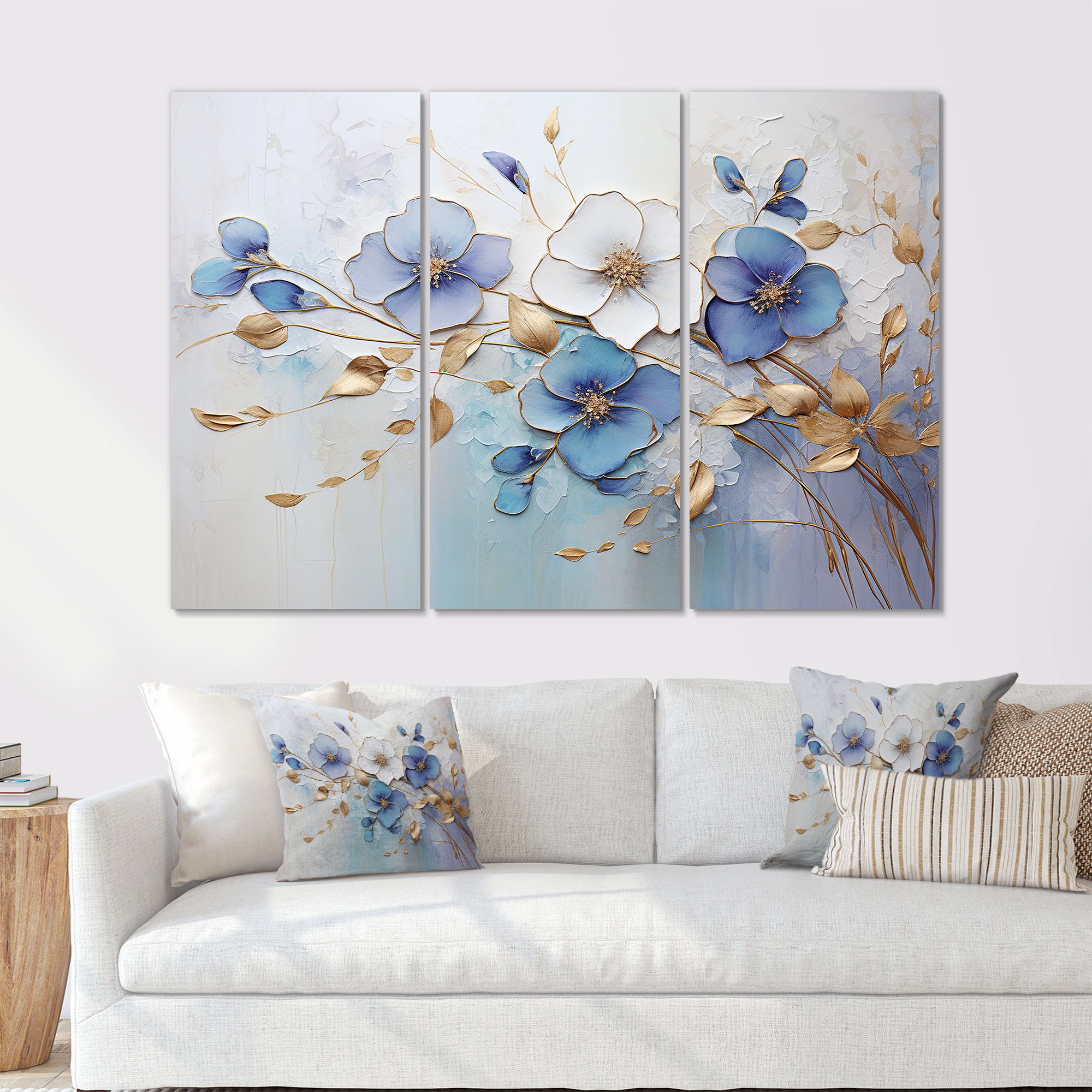 Lark Manor™ Blue And Gold Exquisit Violets - Violets Wall Decor Set ...