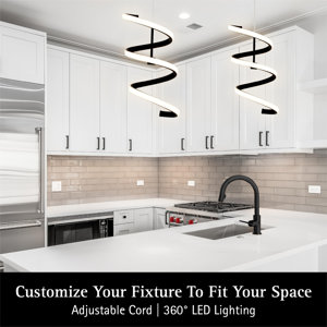 Ivy Bronx Helix LED Pendant Light, Dimmable 950 Lumens 3000K, 17W ...