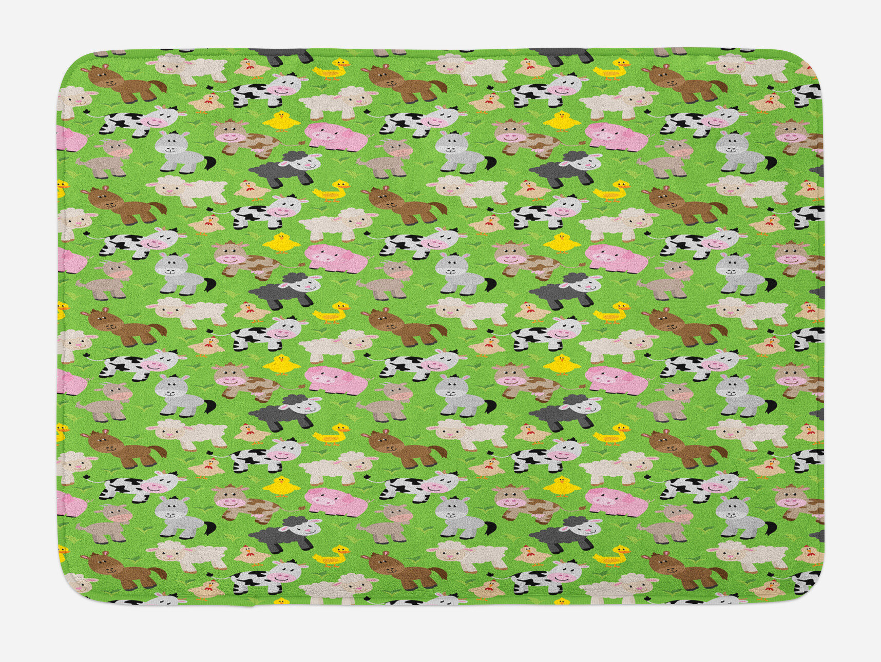 East Urban Home Pig Plush Bath Mat, Creatures Cartoon, 30.2"x20", Lime ...