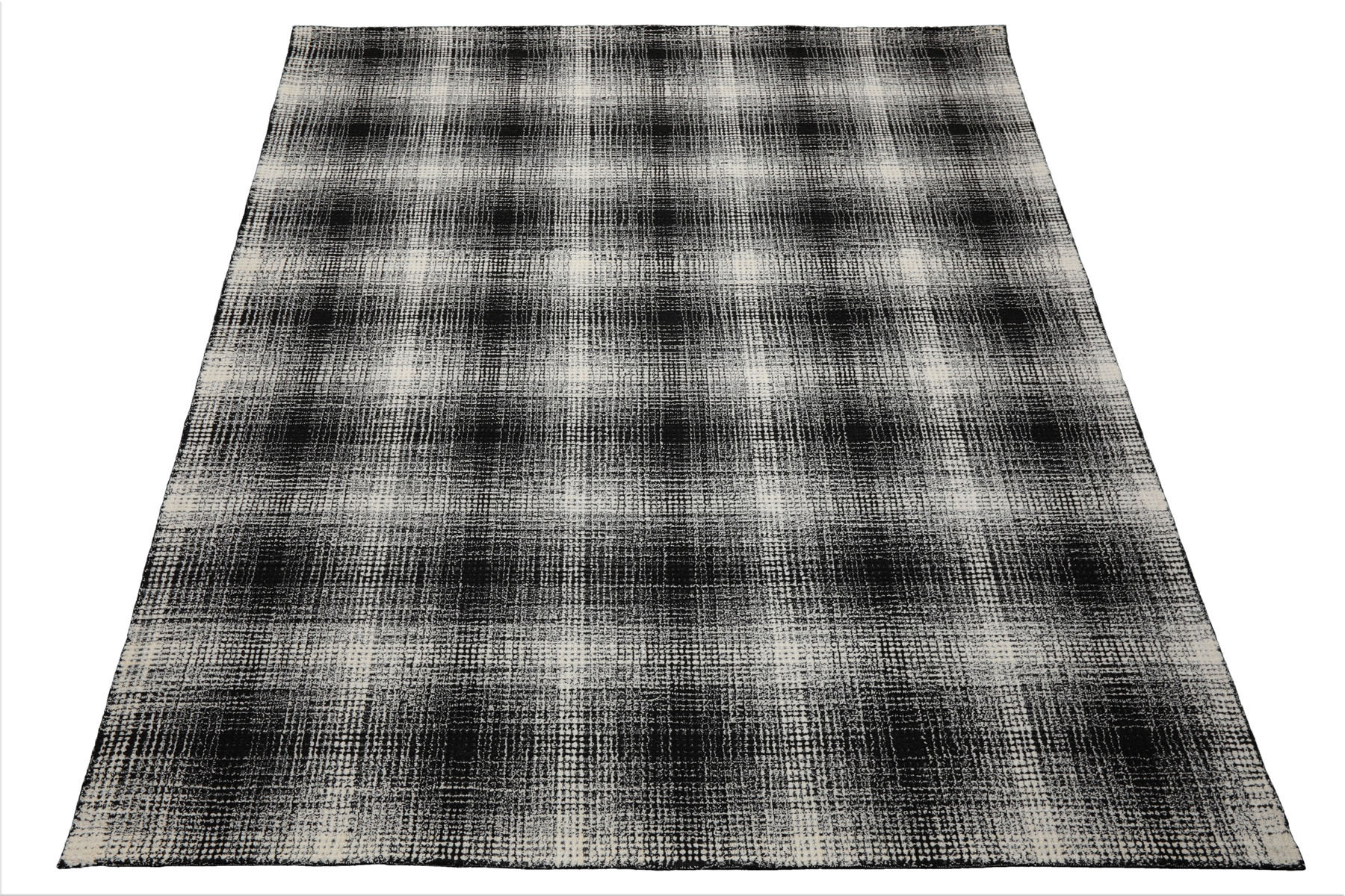 Gracie Oaks Multi Size Black Hand Hooked Modern & Contemporary Plaid ...
