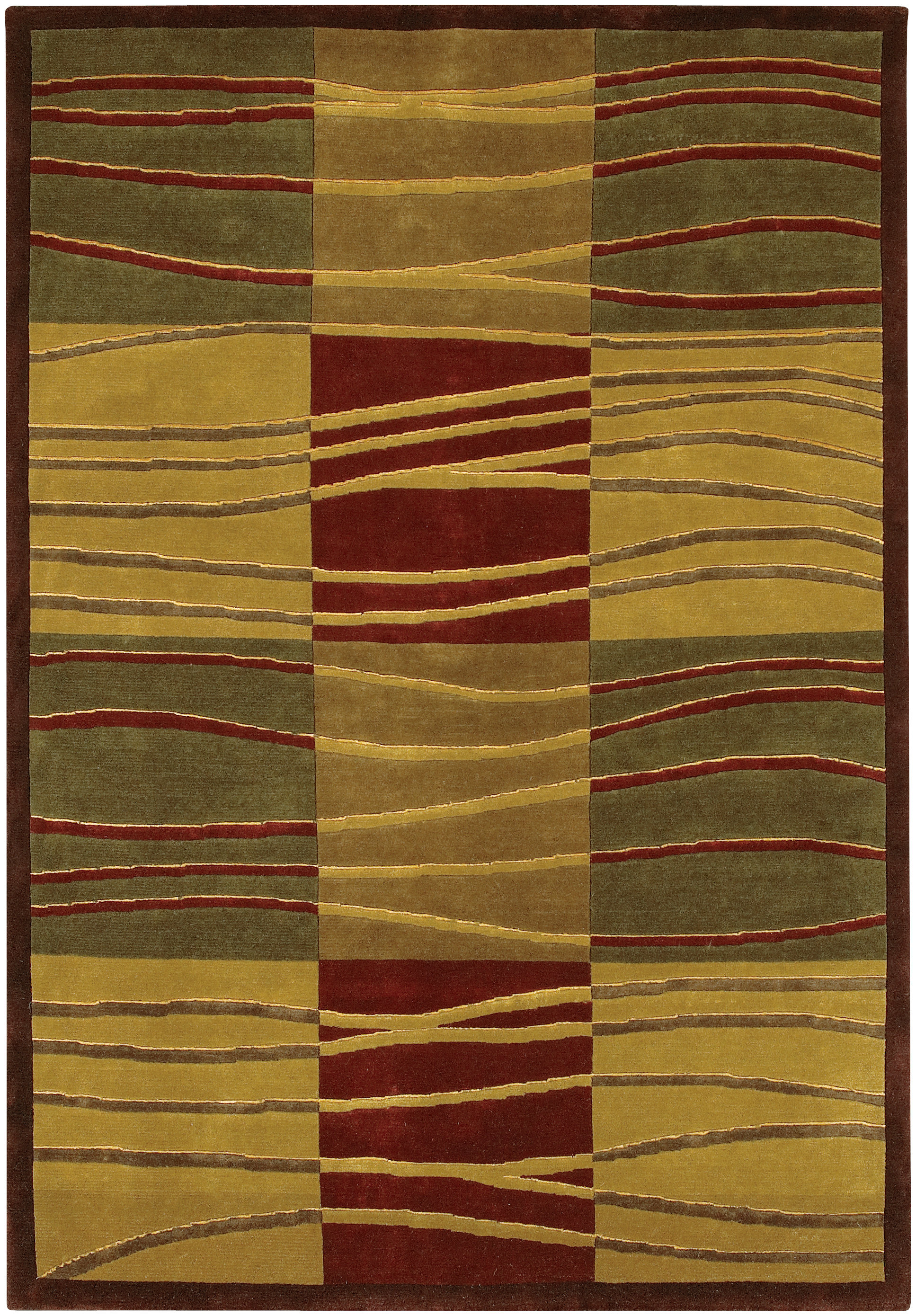 Chandra Rugs Aadi Geometric Hand-Knotted Wool Yellow/Green/Red Area Rug ...