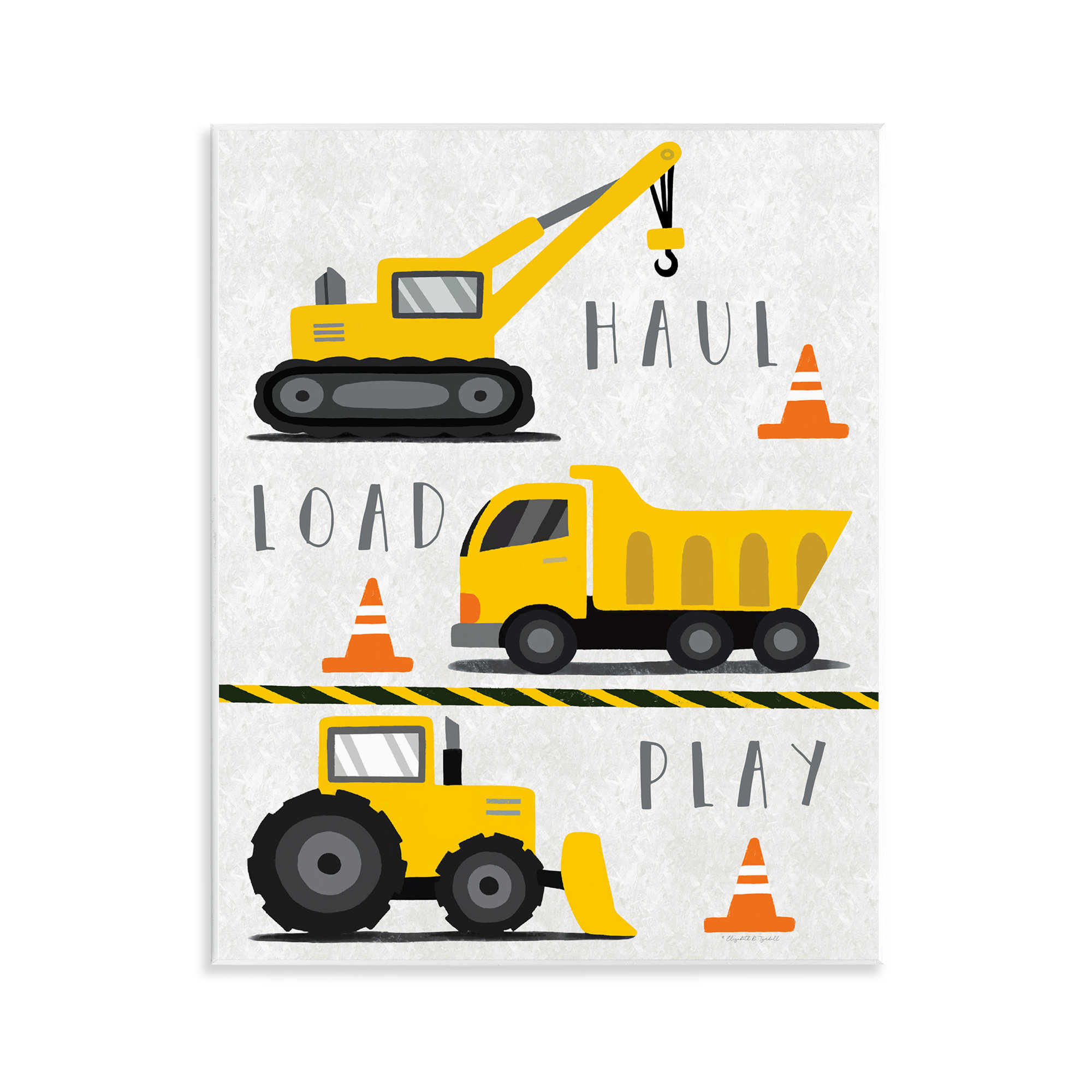 Stupell Industries Haul Load Play Trucks Wall Plaque, design by Elizabeth Tyndall | Wayfair