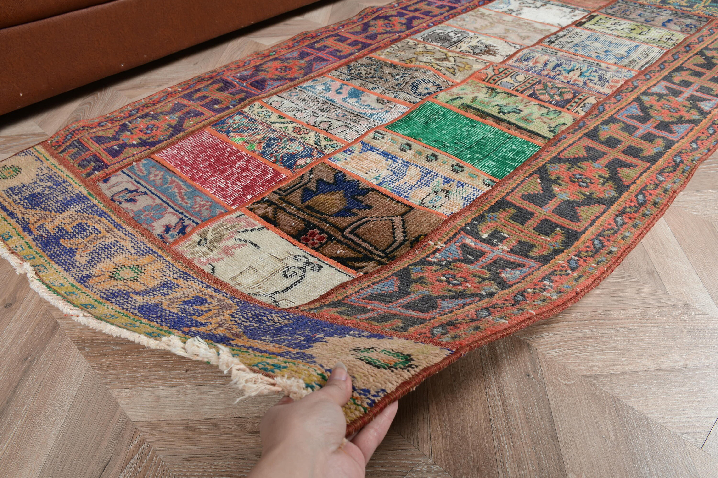 Bungalow Rose Vintage Turkish Patchwork Wool Rug Ideal For Living Room ...