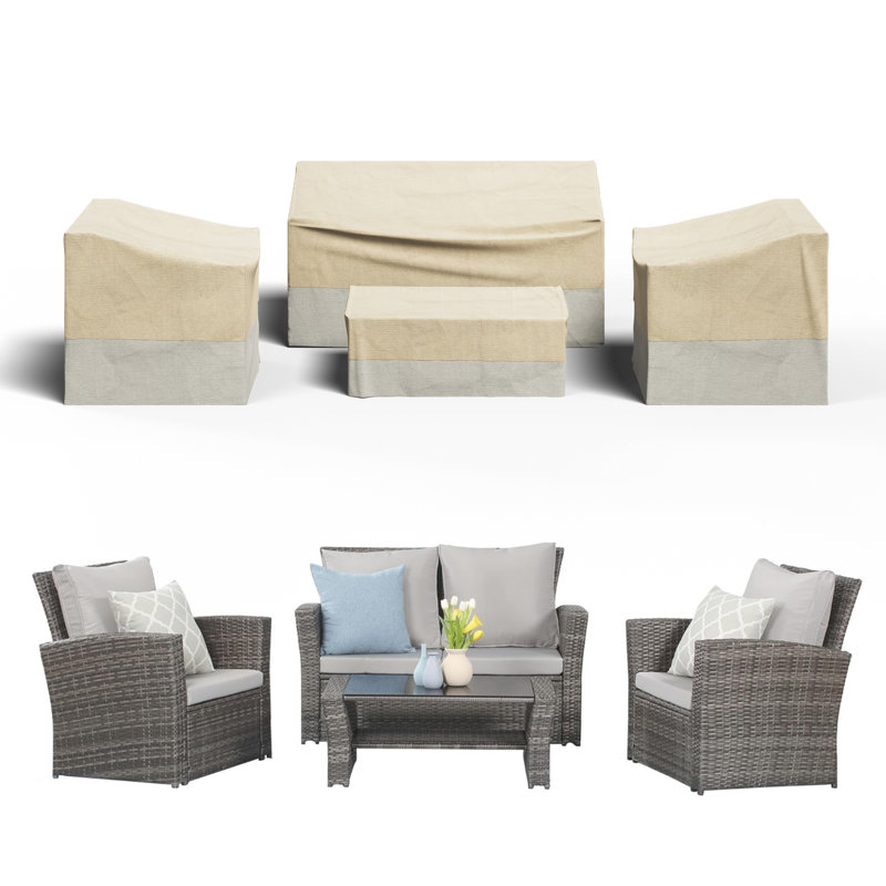 Arlmont & Co. 4-Piece Outdoor Patio Furniture Covers, Waterproof and ...