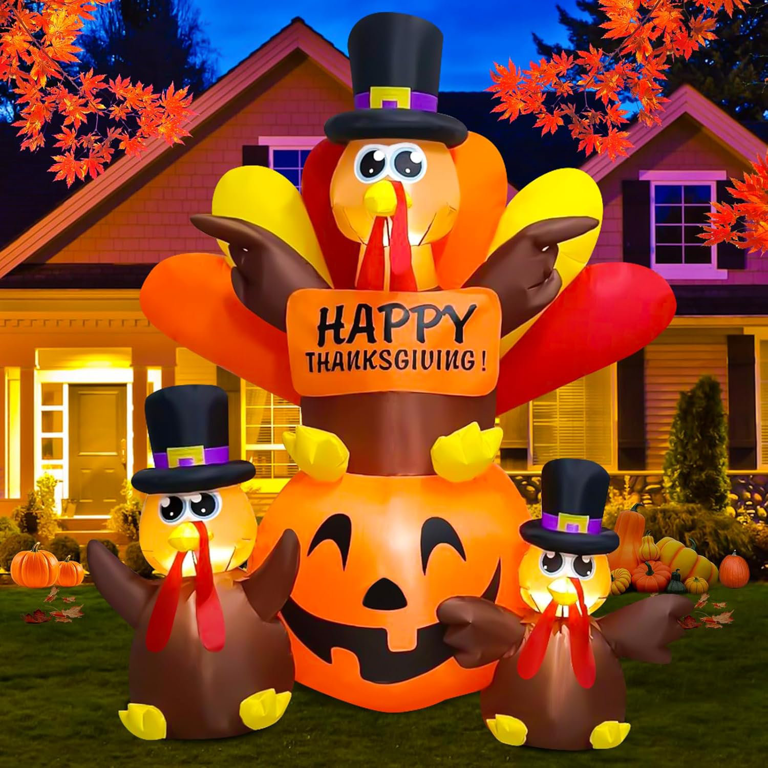 The Holiday Aisle® 6FT Thanksgiving Inflatables Turkey Outdoor ...