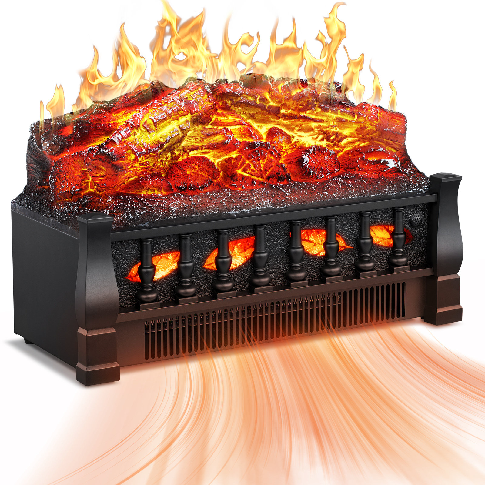 Winston Porter Electric Fireplace Log Set Heater 21",Flame Brightness ...