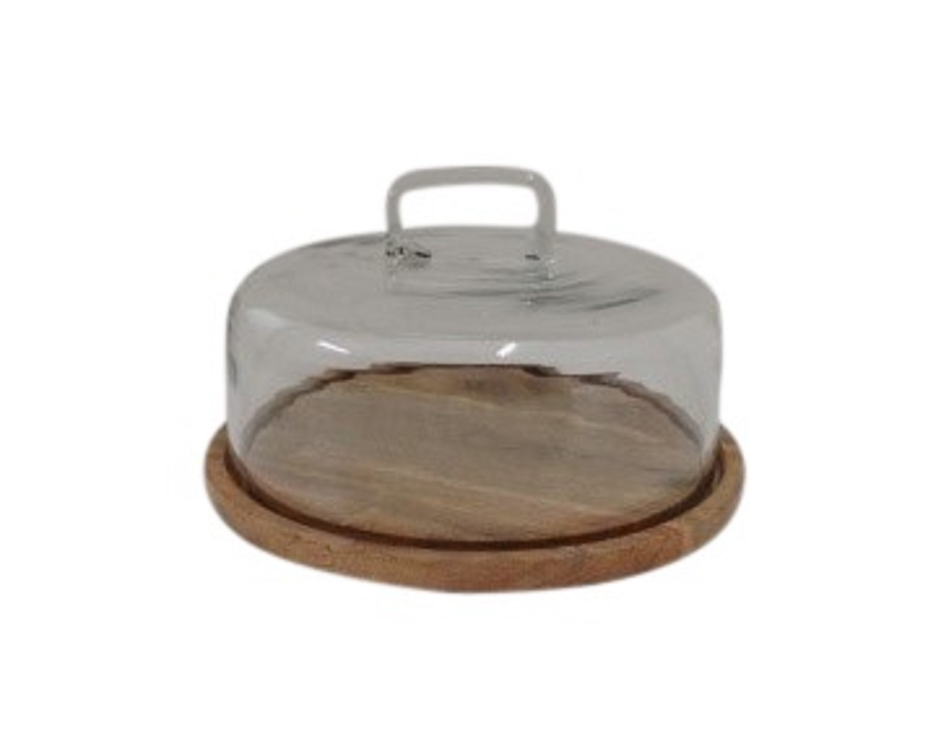 Red Barrel Studio® Glass Cake Cover With Wood Bottom | Wayfair
