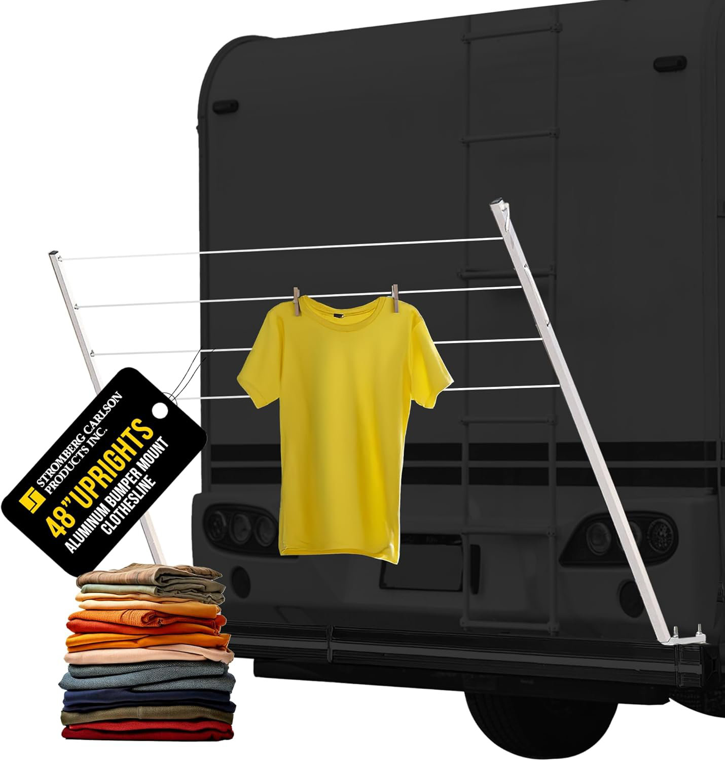 Rebrilliant Rv Bumper Mounted Clothesline - Foldable Aluminum Laundry ...
