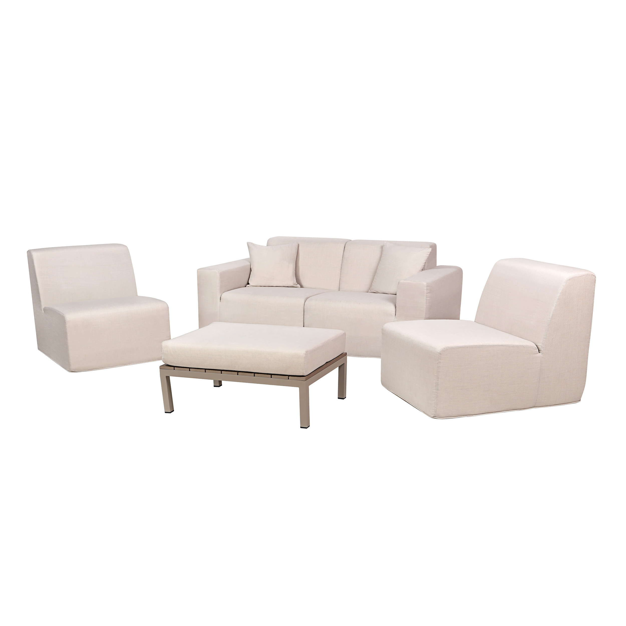 Deko Living 4 Place Seating Beige Outdoor Compression Foam Sofa and ...