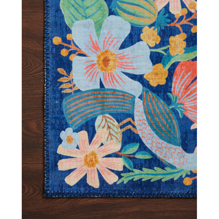 Rifle Paper Co. x Loloi Meadow MEA-03 Dovecote Indigo Rug | Wayfair