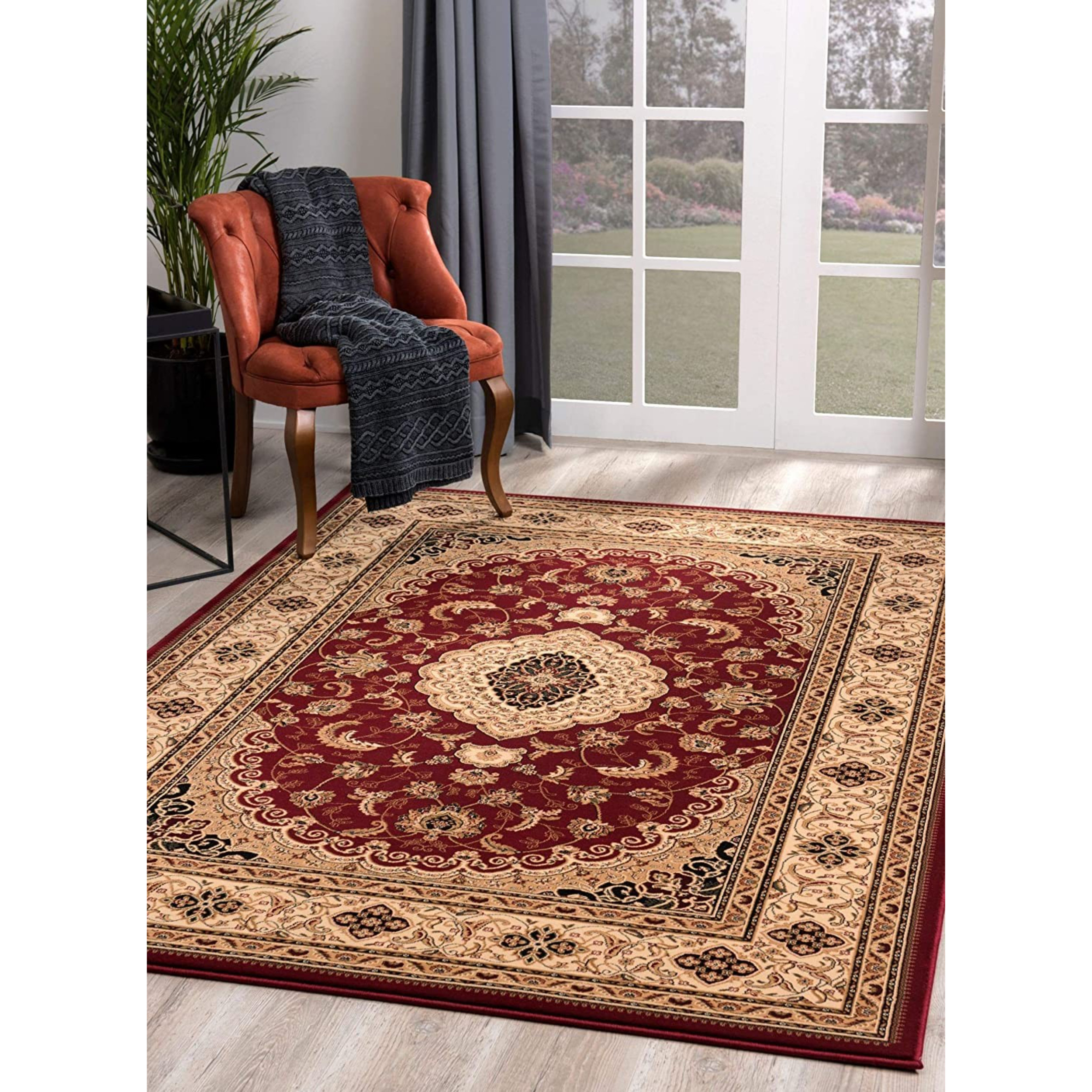 Bloomsbury Market Appenzell Oriental Handwoven Cream/Red Area Rug | Wayfair