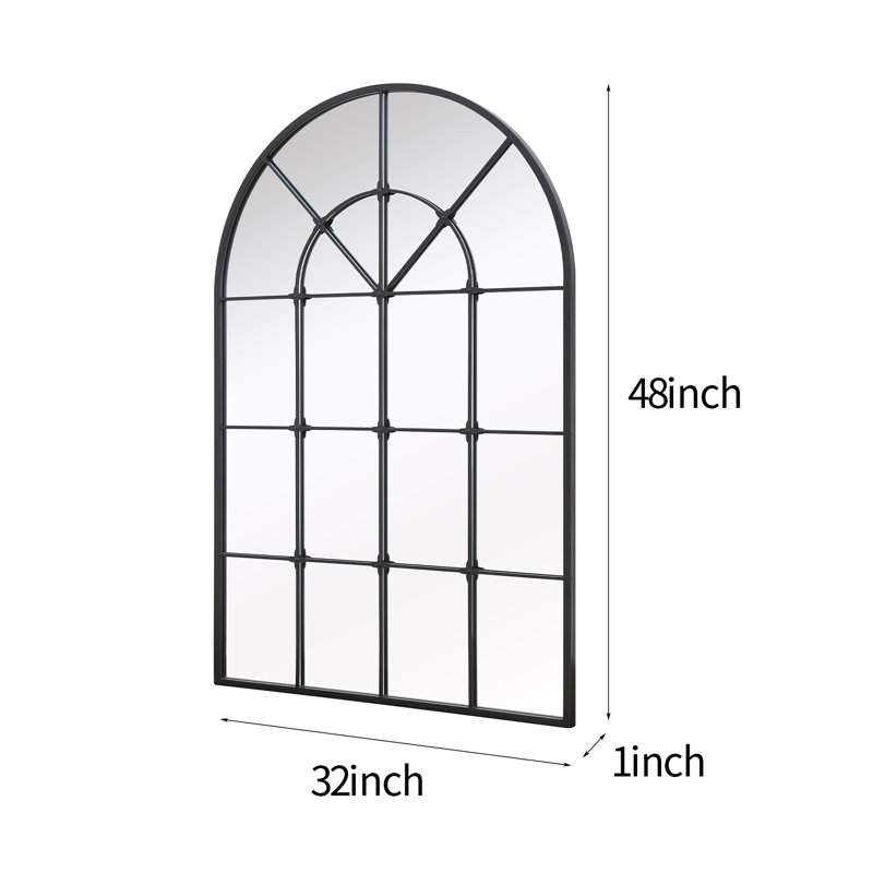 Williston Forge Jakanye Metal Arch Window Pane Wall Mirror | Wayfair