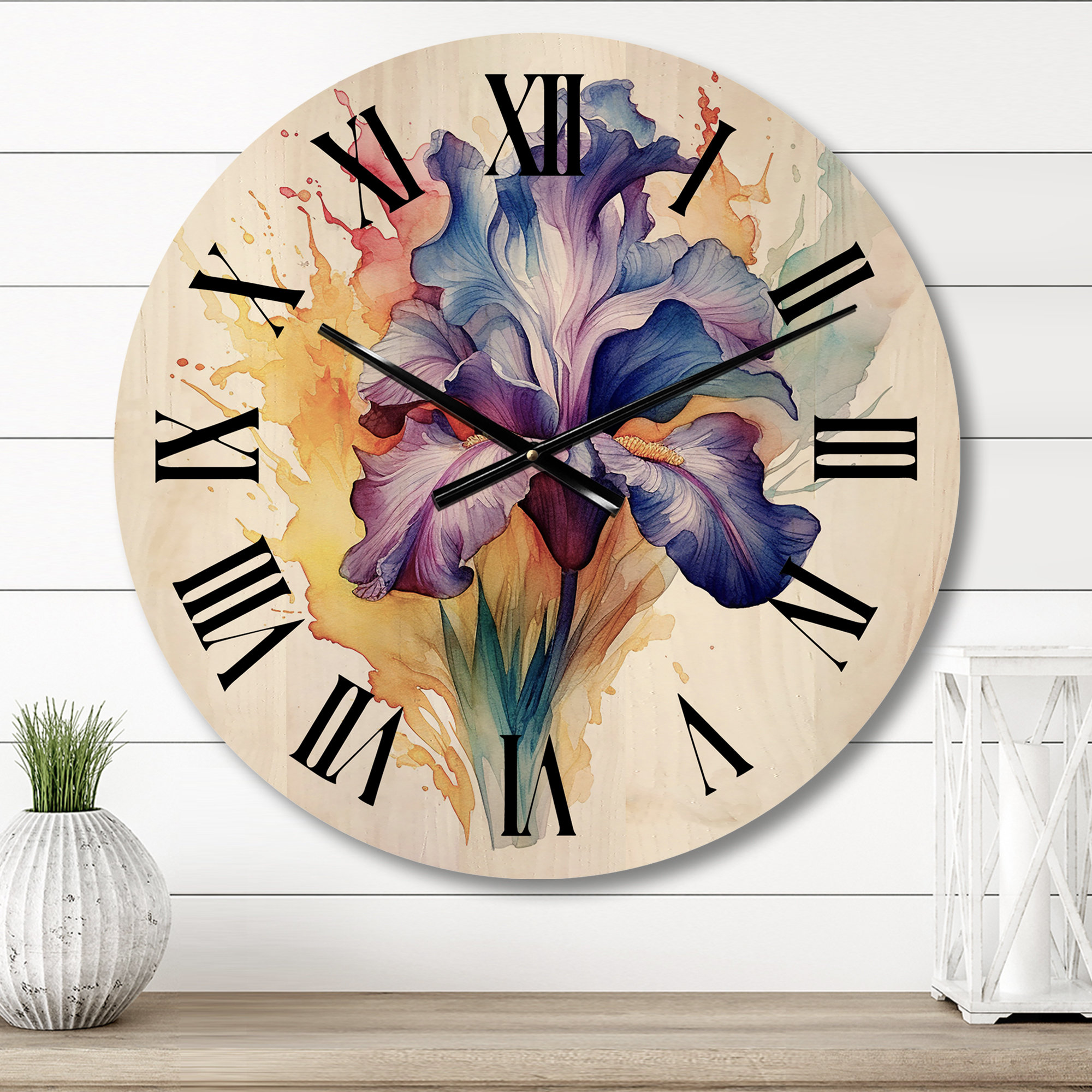 East Urban Home Purple Grey Iris Impressions I - Irises Oversized Wood ...