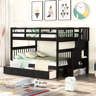 One Allium Way® Stairway Bunk Bed, Drawer, Guard Rail, Tone, Storage ...