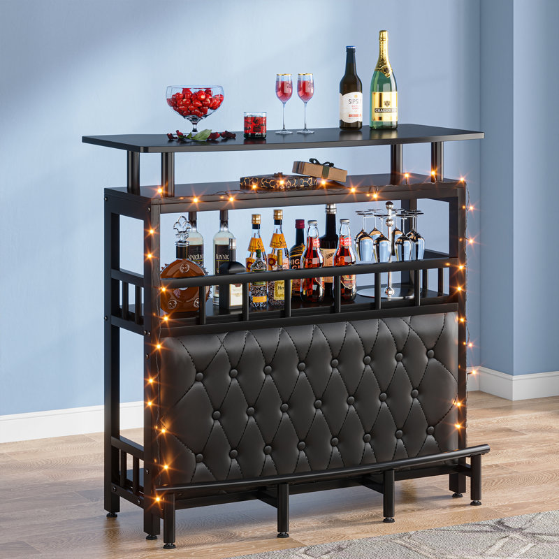 Winston Porter Home Bar Unit with Storage Shelves Bar Cabinet & Reviews ...