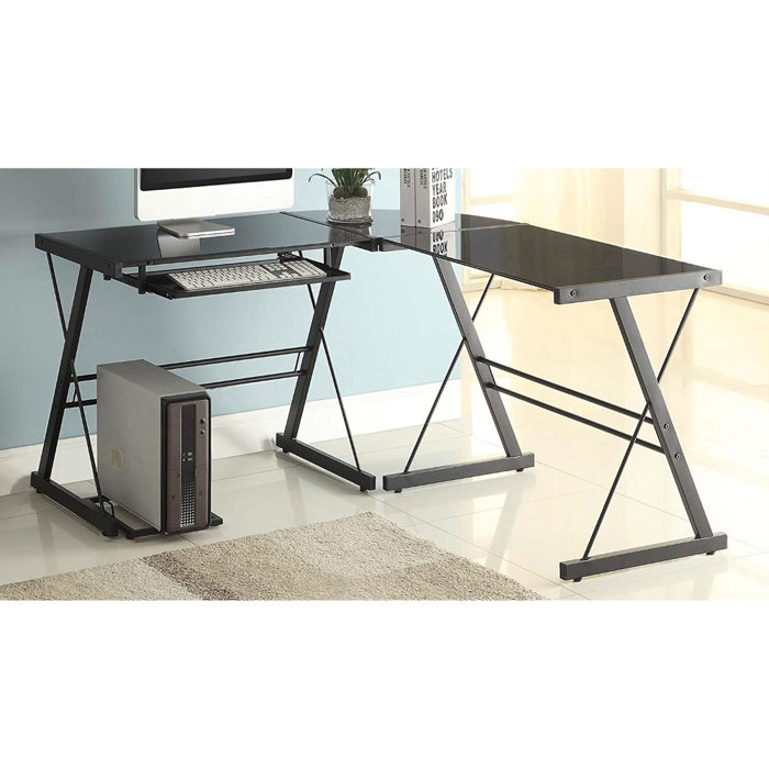 Ebern Designs Lygia L-Shaped Glass Computer Desk & Reviews | Wayfair