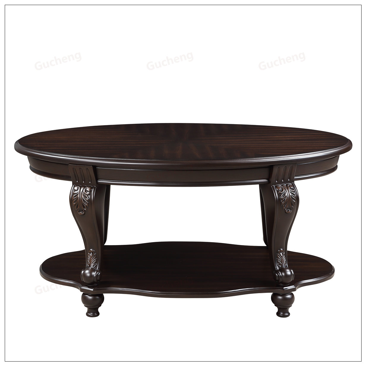 Alcott Hill 42-Inch Oval Wood Coffee Table with 2-Tier Storage, Easy ...
