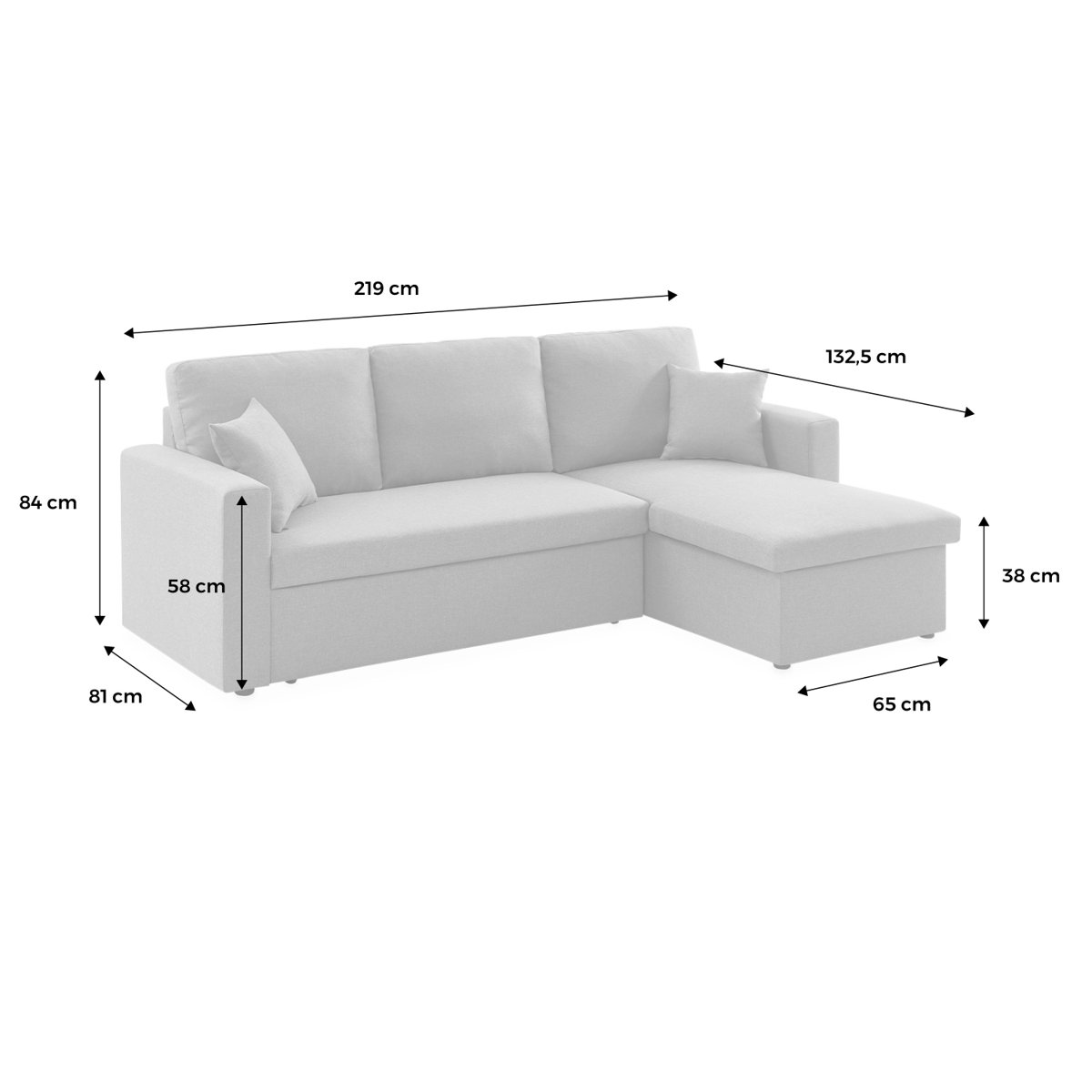 17 Stories Nailani Modular Corner Sofa Bed with Storage, 3-Seater ...